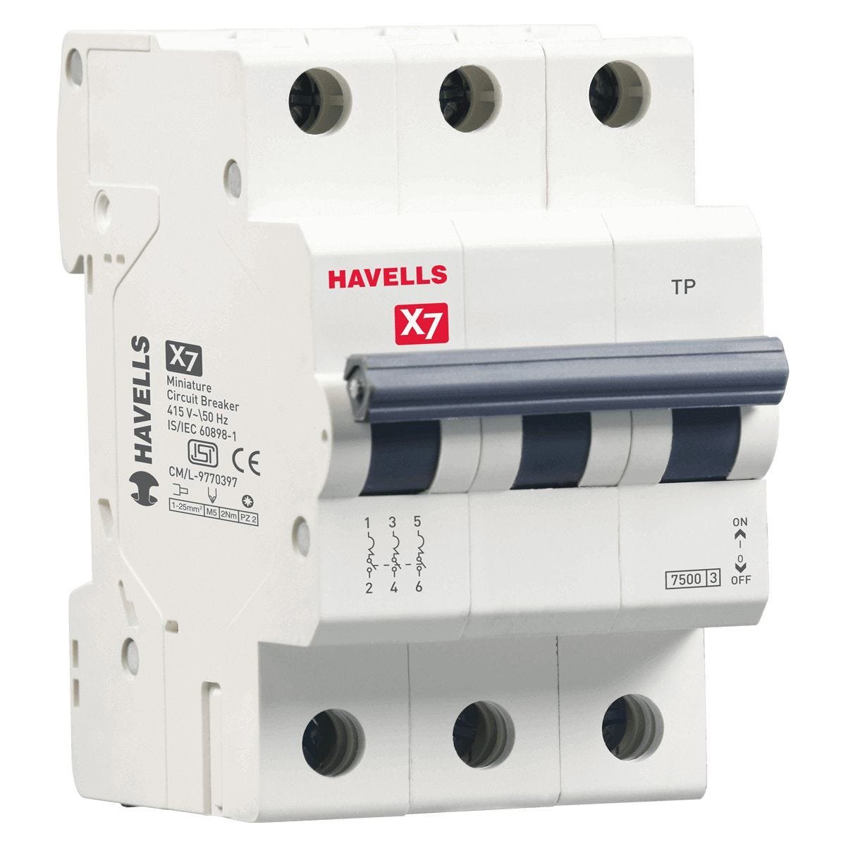Havells X7 MCB TP 25A Circuit Breaker - Reliable Electrical Protection