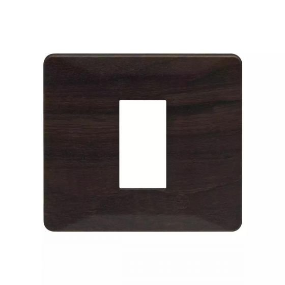 entice 3 module plate- Dark Chocolate Wood | L&T - myelectric.in