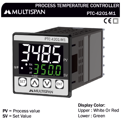 PTC-4201-M1 UNIVERSAL INPUT PID CONTROLLER WITH ANALOG OUTPUT & MODBUS FACILITY 48 X 48 X 95 ...